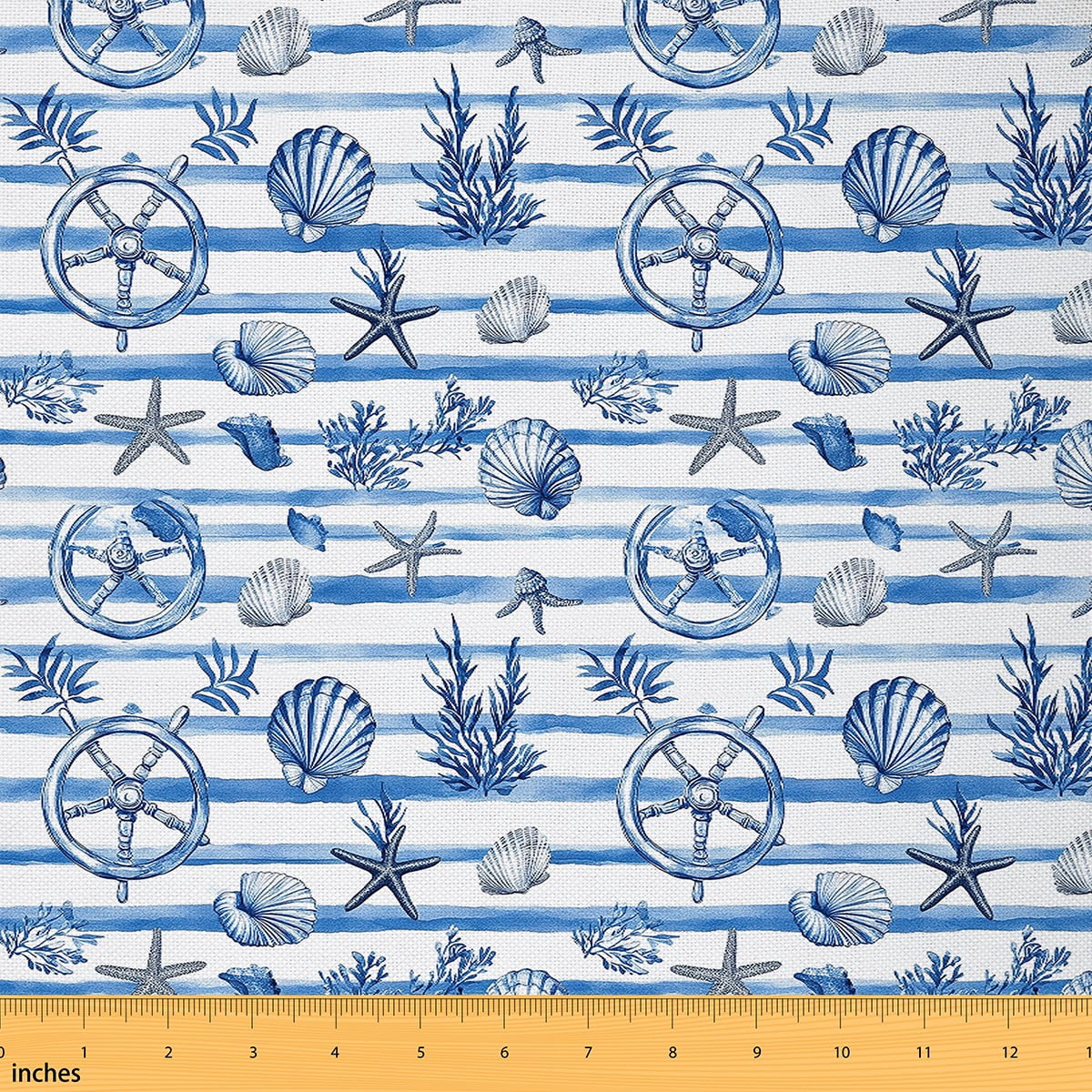 Manfei Watercolor Sea Shell Starfish Sewing & Crafting Fabric (10 Yards ...