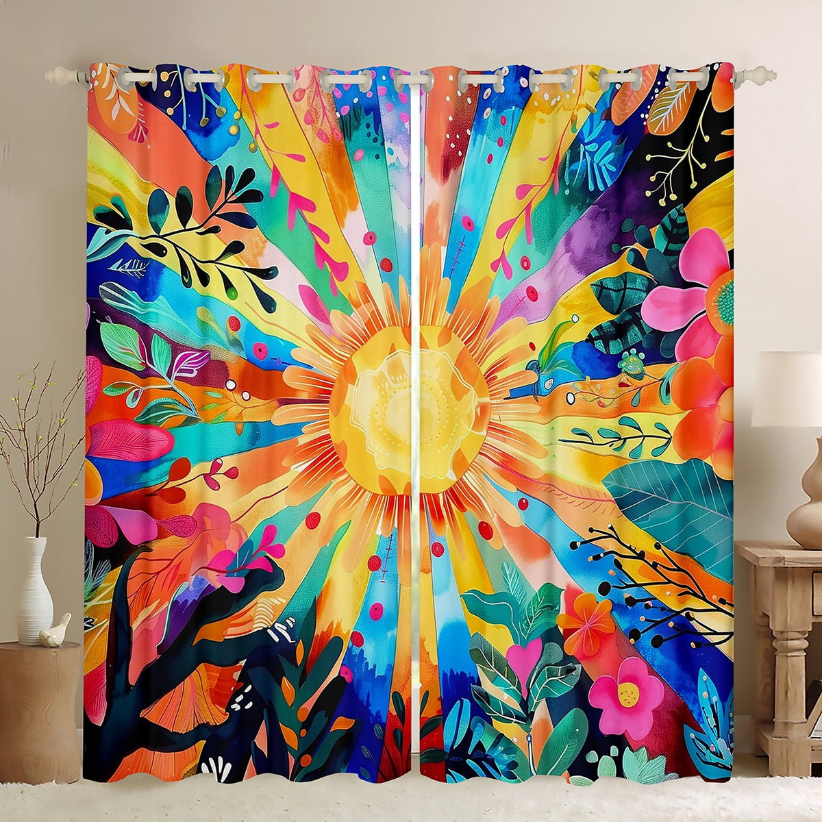 Manfei Watercolor Striped Lines Black Out Curtains,Boho bohemian Style ...