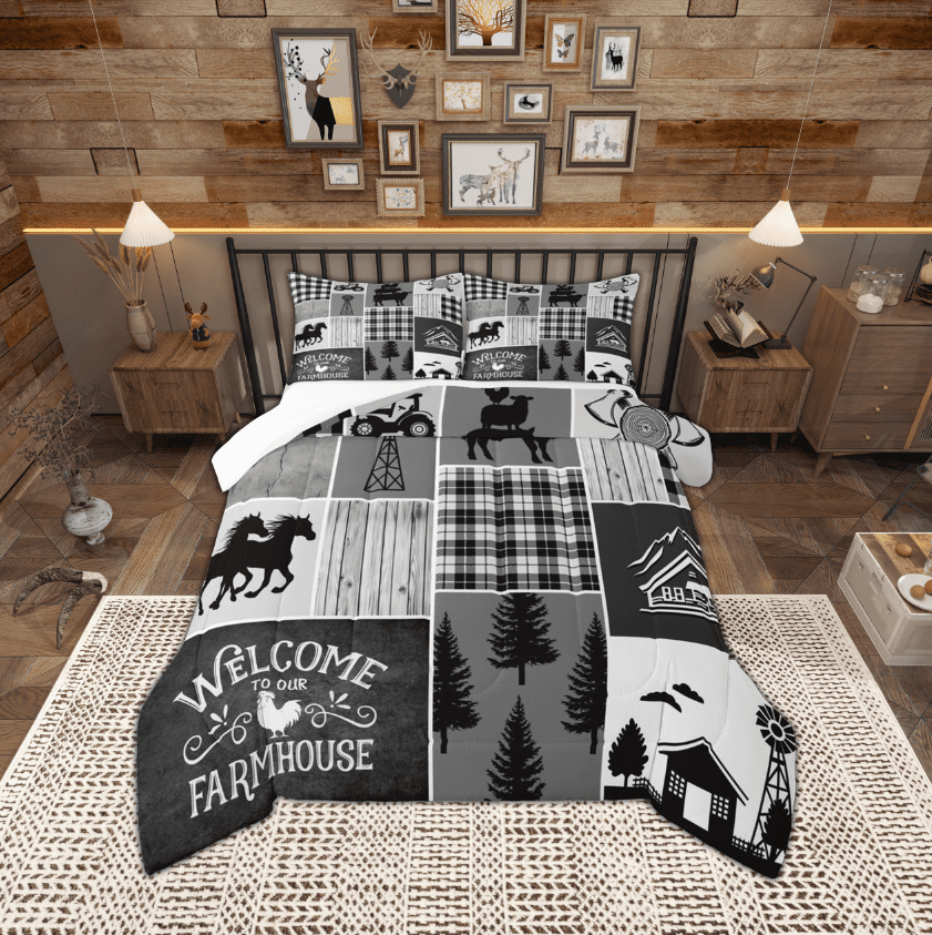 Manfei Welecome Farmhouse Full Size Comforter Sets,Retro Windmill ...