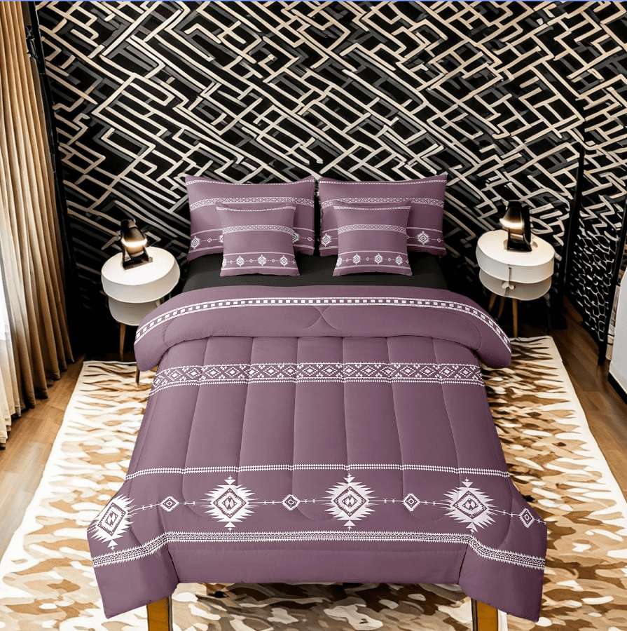 Manfei Western Aztec Bedding Sets Twin Size, Rosy Brown Bed in a Bag ...