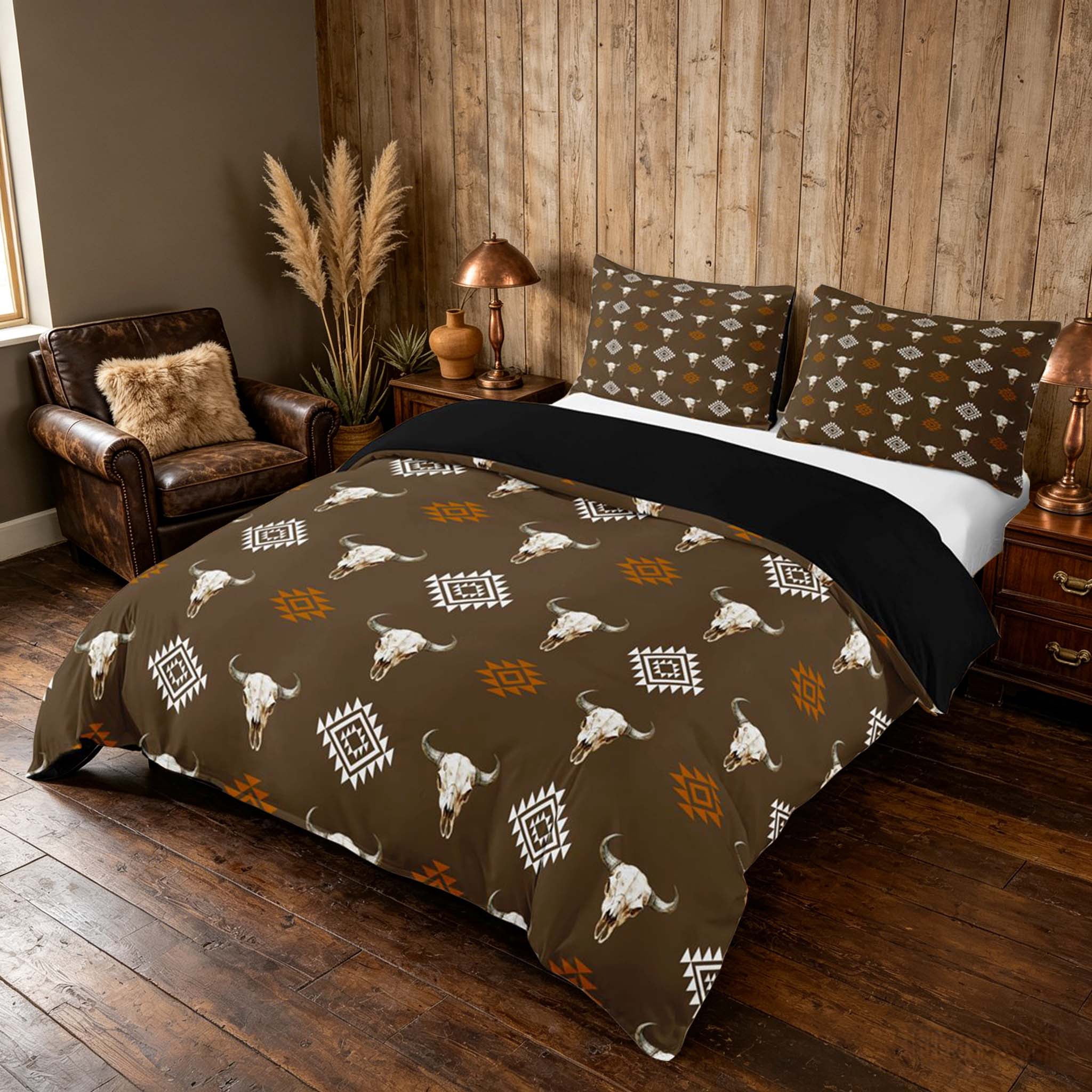 Manfei Western Cow Skull Duvet Cover Queen, Bohemian Aztec Queen ...