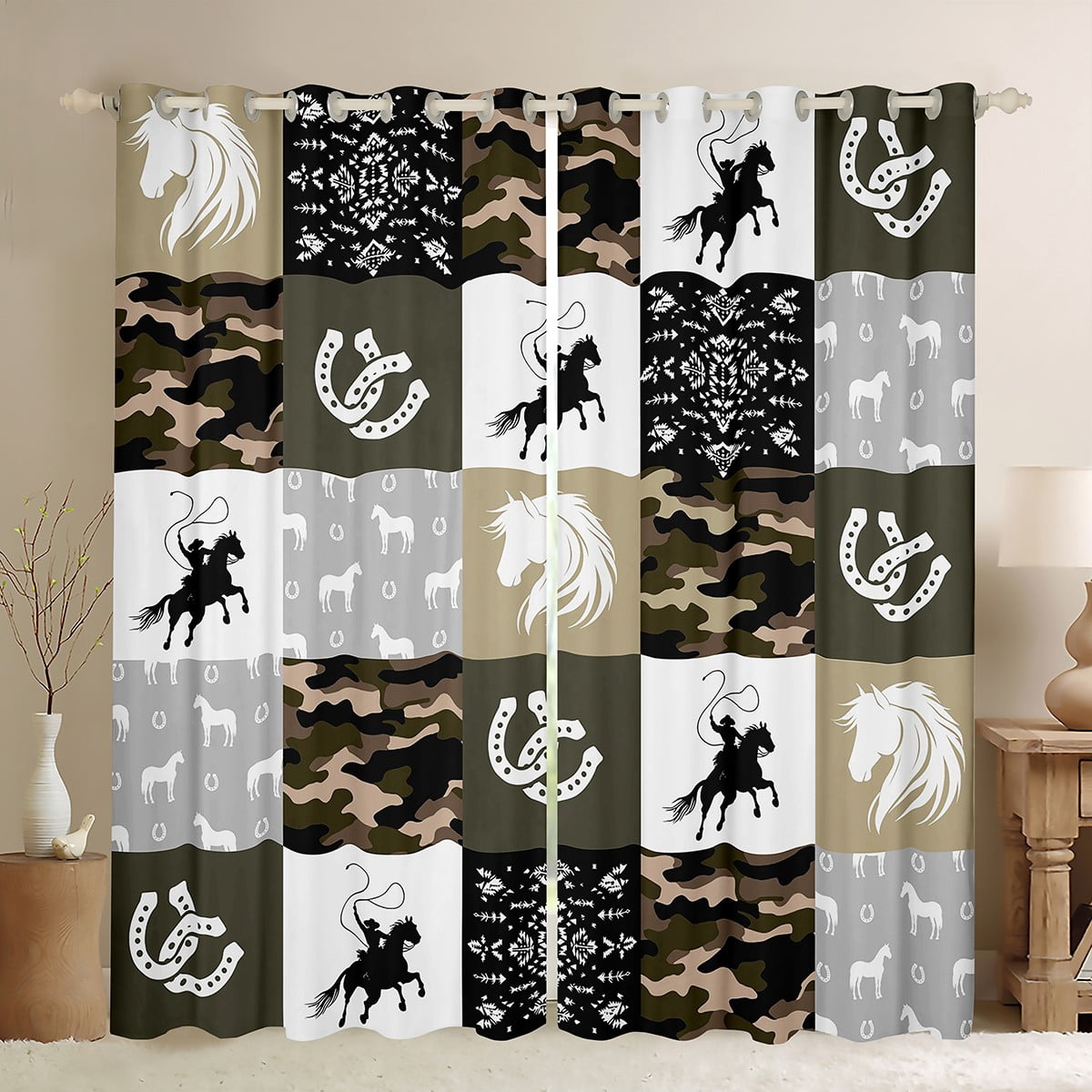 Manfei Western Cowboy Blackout Curtains,Rustic Farmhouse Cabin Curtains ...