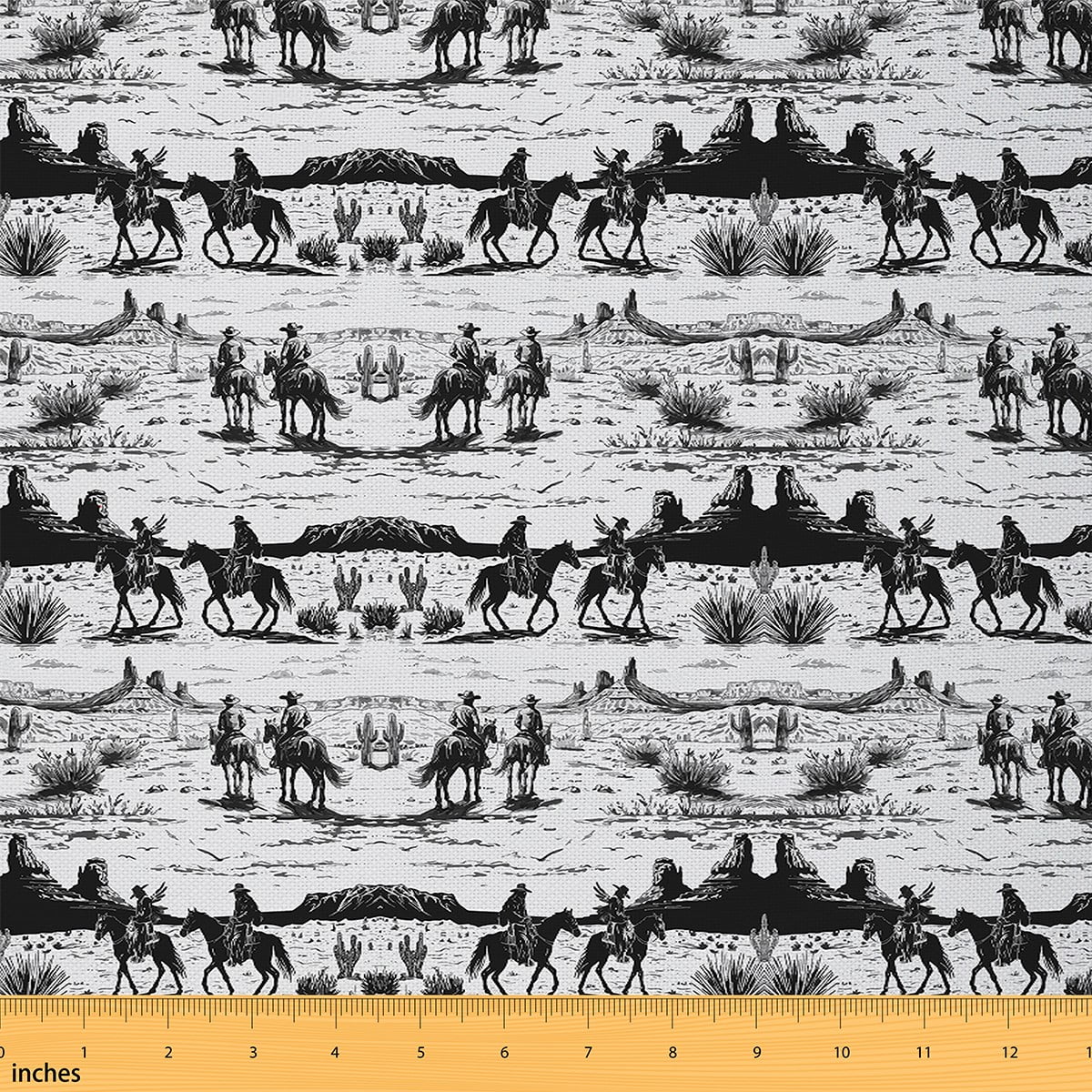 Manfei Western Cowboy Fabric by the Yard (1 Yard), Rustic Farmhouse ...