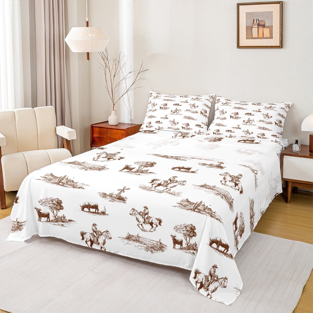 Manfei Western Cowboy Full Size Sheets,Rustic Farmhouse Cabin Bed ...