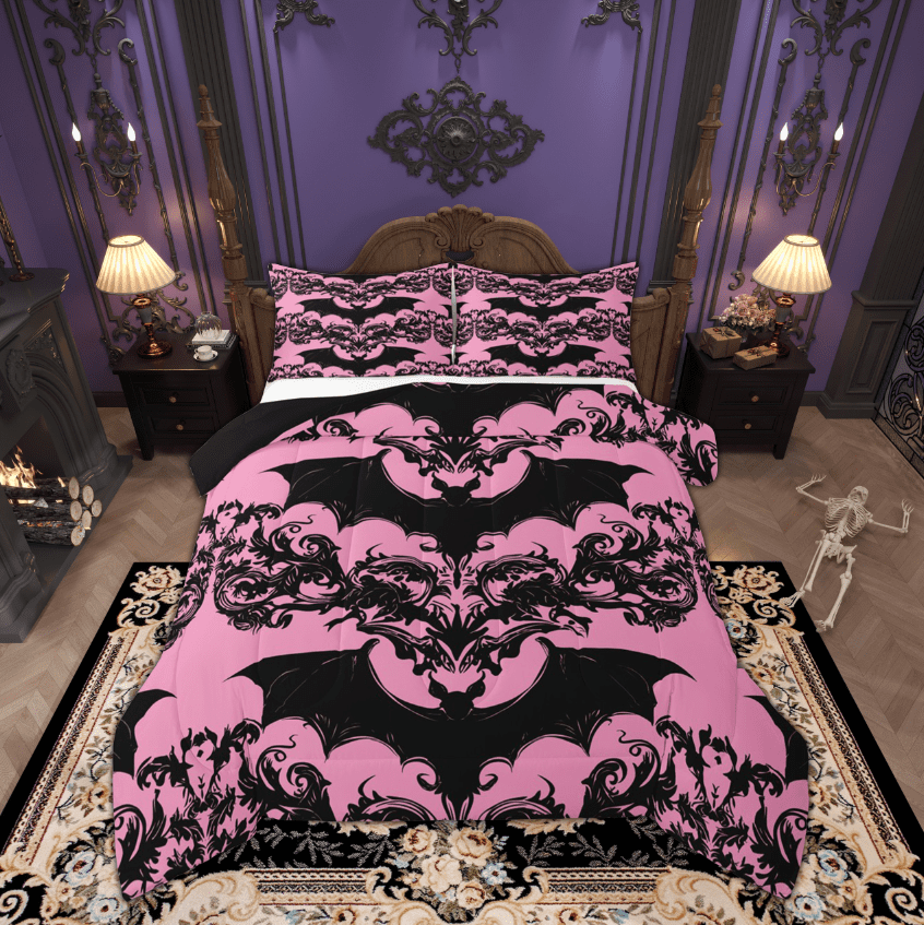 Manfei Western Damask Print Full Size Comforter Sets for Kid, Black ...