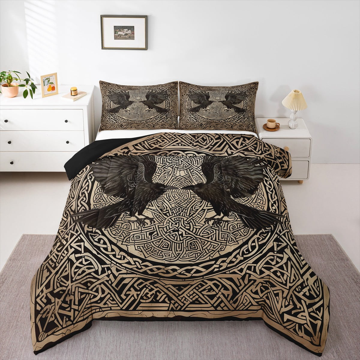 Manfei Western Fantasy King Size Comforter Sets,Rustic Crows Bedding ...