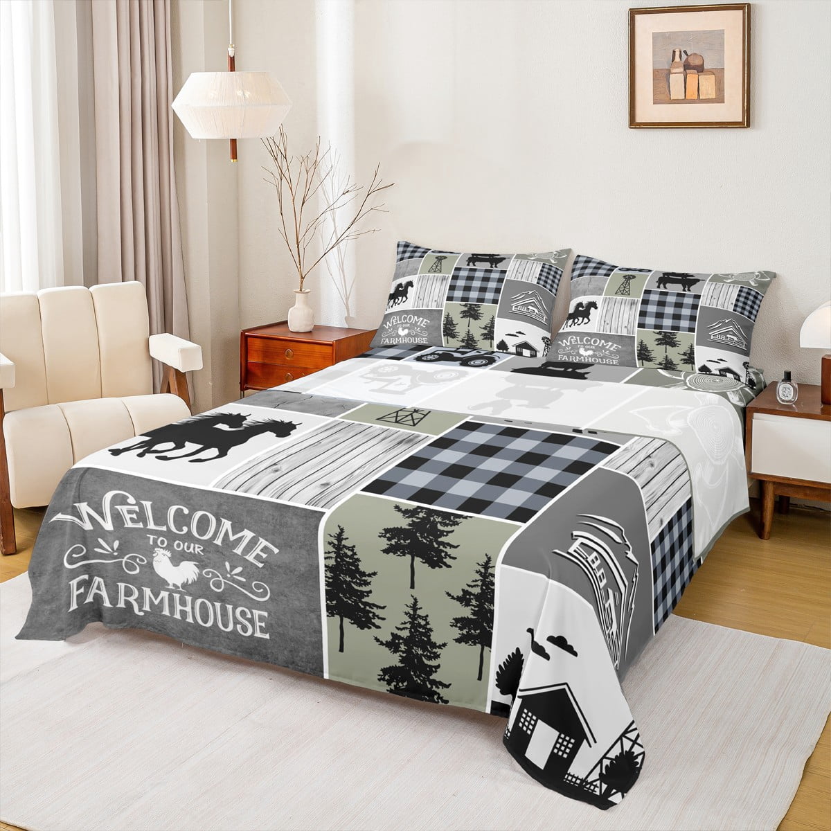 Manfei Western Farmhouse Cowboy Twin Sheet Sets,Old Barn Door Twin ...