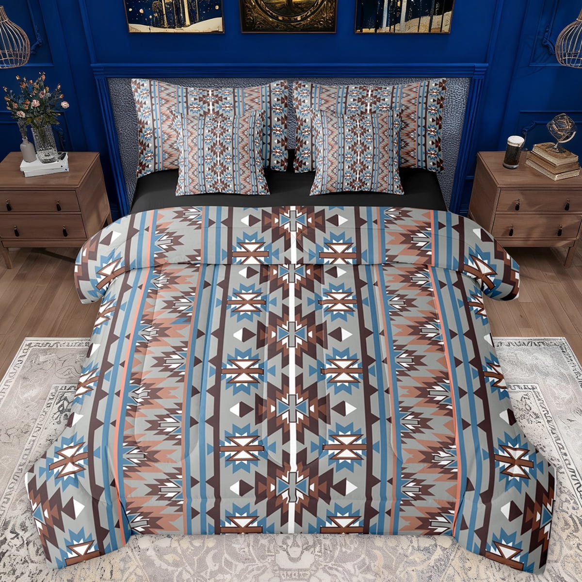 Manfei Western Hippie Aztec Bedding Comforter Set 7pcs for Teens ...