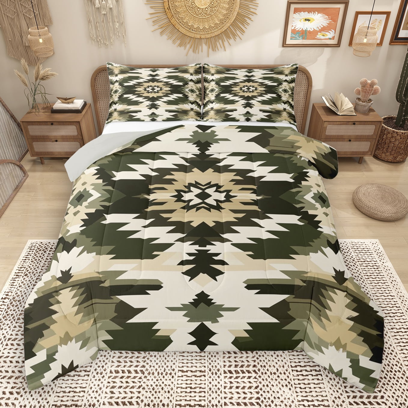 Manfei Western Tribal Queen Comforter Set,Rustic Aztec Bedding Sets ...