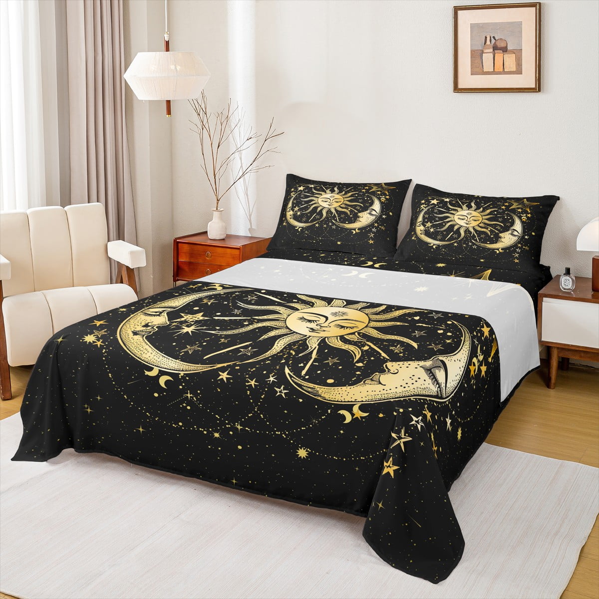 Manfei Western Tribal Sun Full Size Sheets, Mystic Hippie Moon Print ...