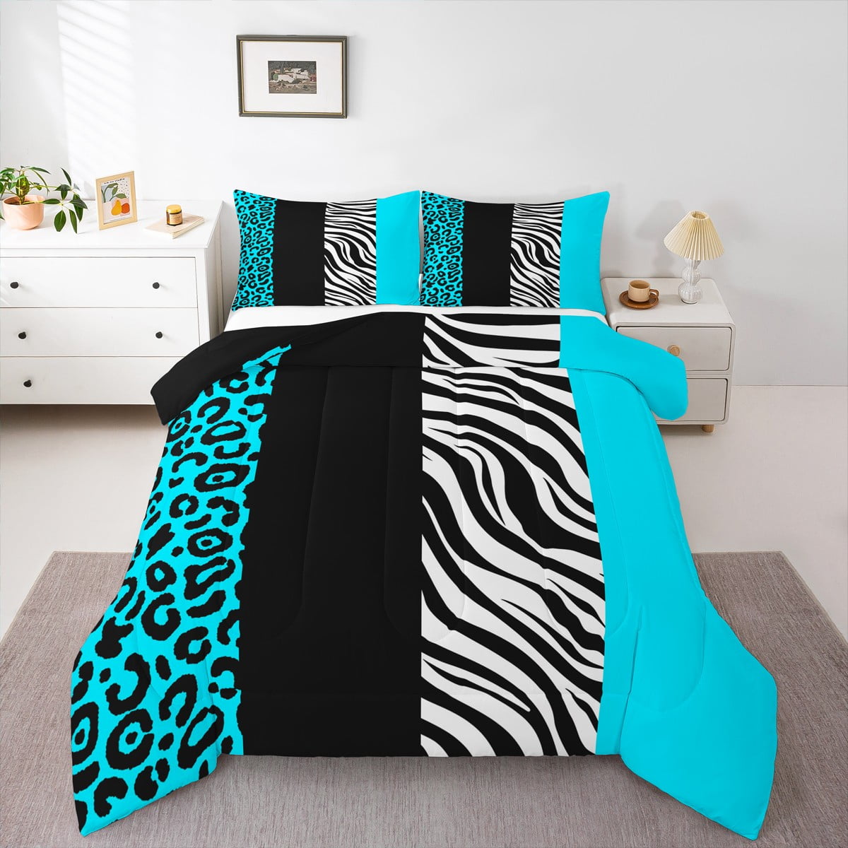 Manfei Wild Cheetah Pattern King Size Comforter Sets,Zebra Lines ...