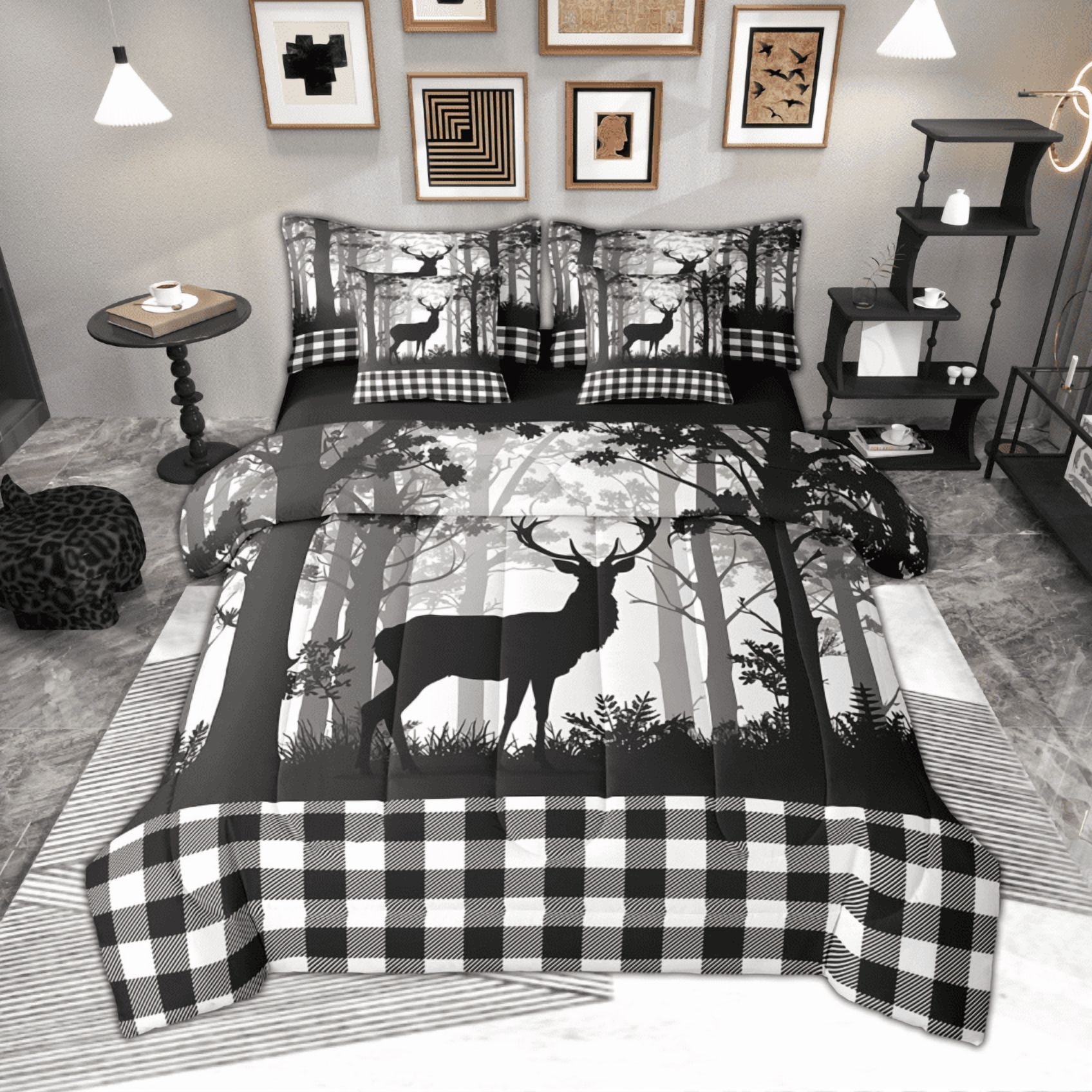 Manfei Wild Deer Moose Twin Bedding Sets, Jungle Animal Wildlife ...