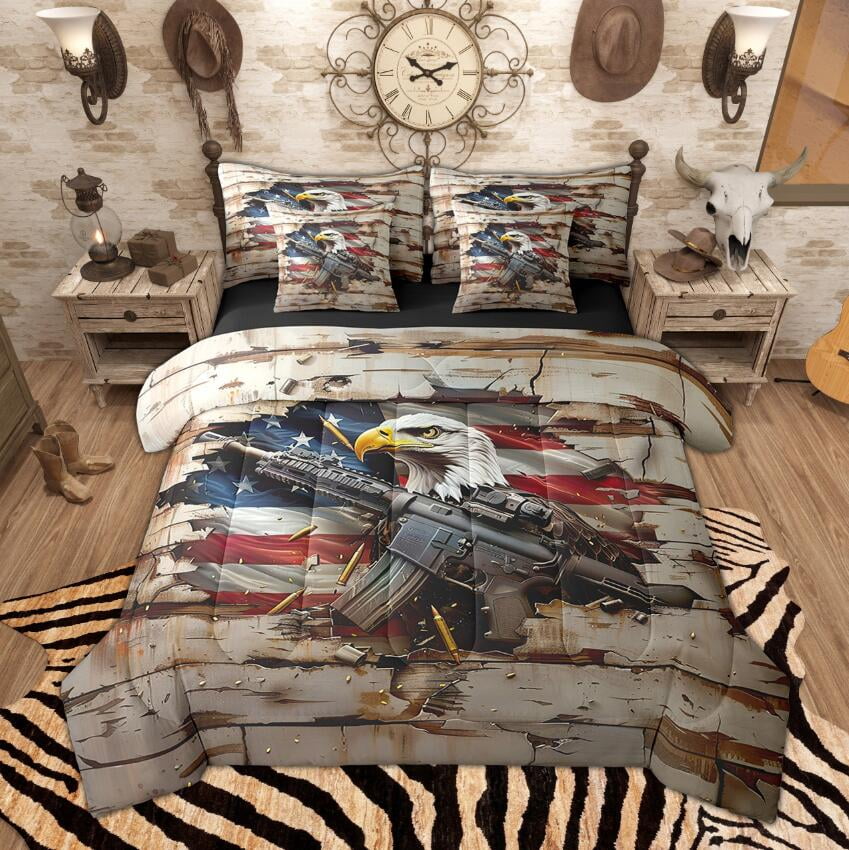 Manfei Wild Eagle Bald Bedding Comforter Set 7 Pieces, Old Barn Door US ...