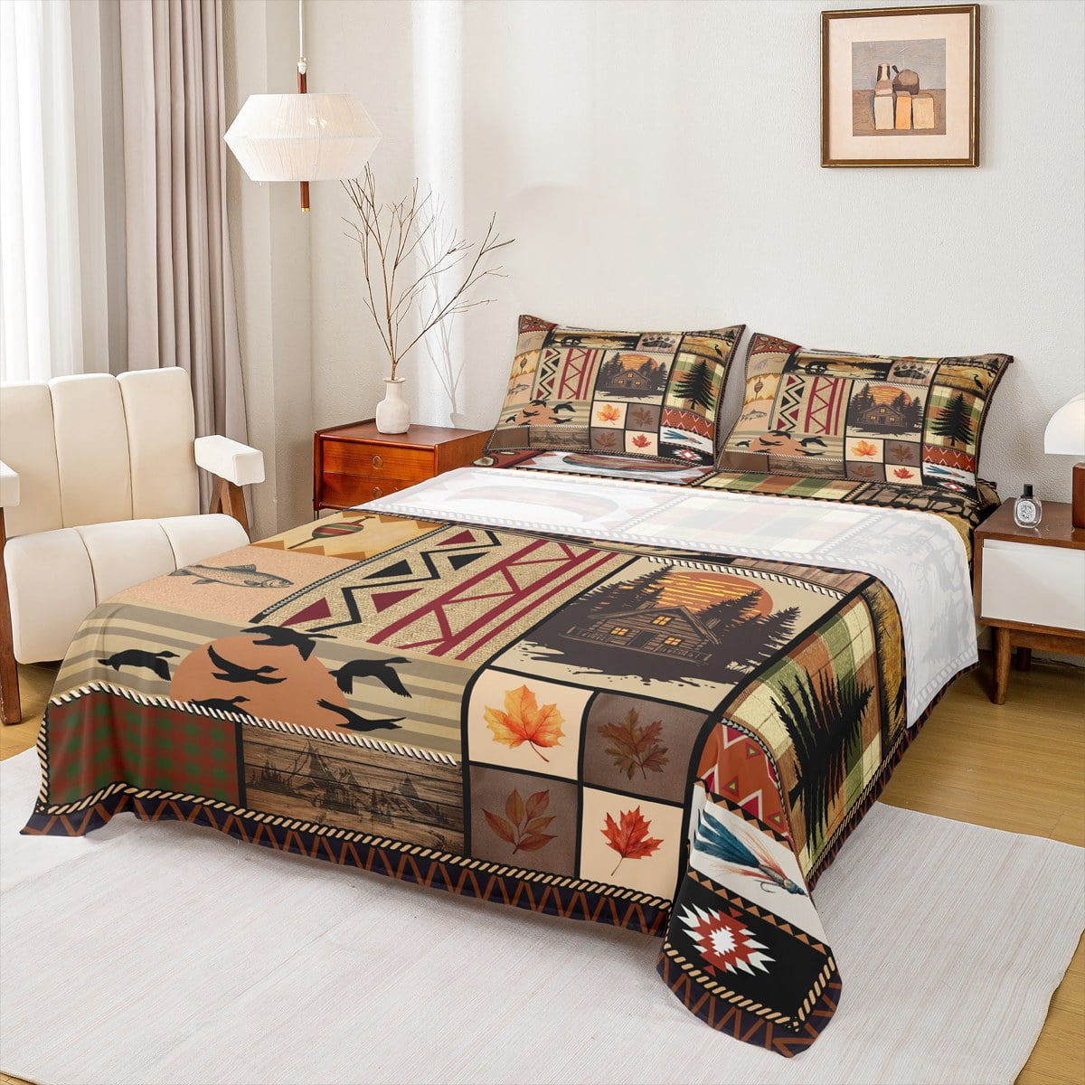 Manfei Wild Mallard Full Size Sheets,Rustic Farmhouse Cabin Bed Sheets ...