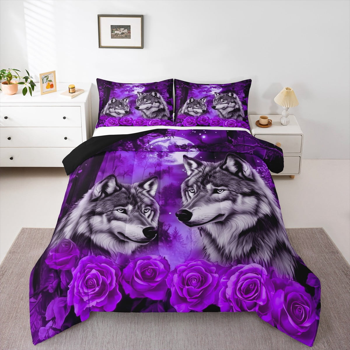 Manfei Wild Wolves Full Size Comforter Sets,Jungle Animal Bedding ...