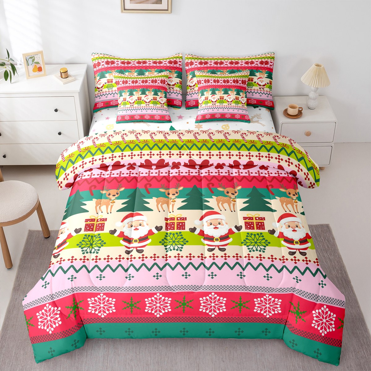 Manfei Wild Xmas Reindeer 7-Piece Twin Bedding Sets,Merry Christmas ...