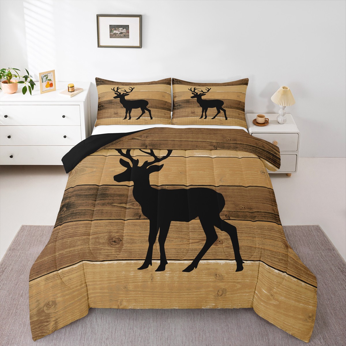 Manfei Wildlife Bear 3-Piece Full Size Comforter Sets,Rustic Cabin ...