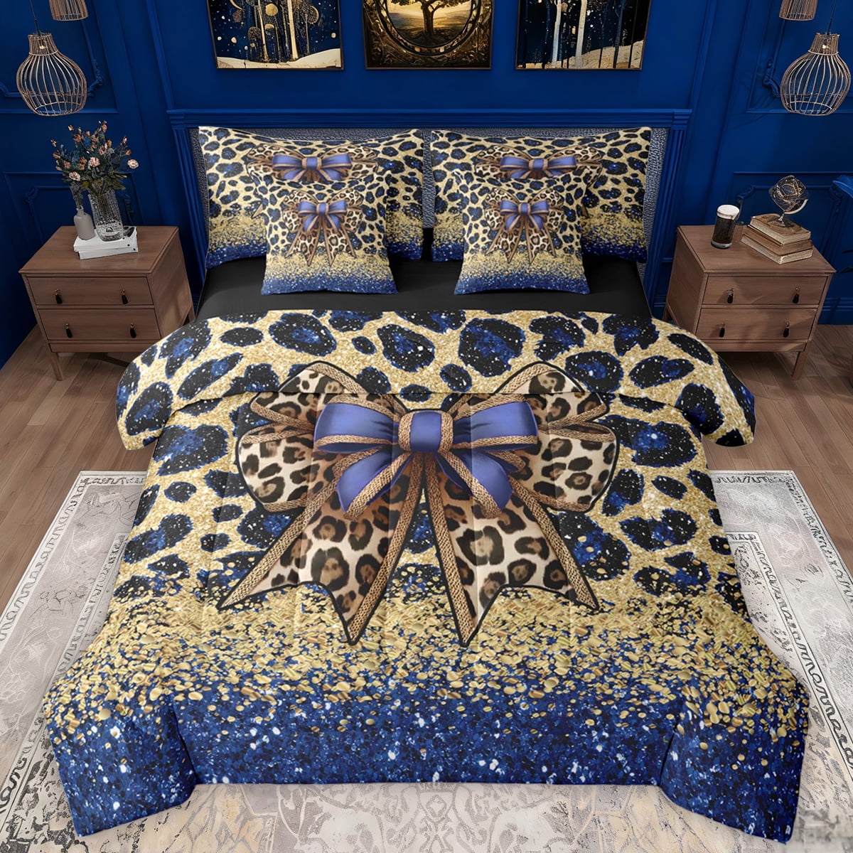 Manfei Wildlife Cheetah Hide 7pcs Bedding Comforter Set,Safari Animal ...