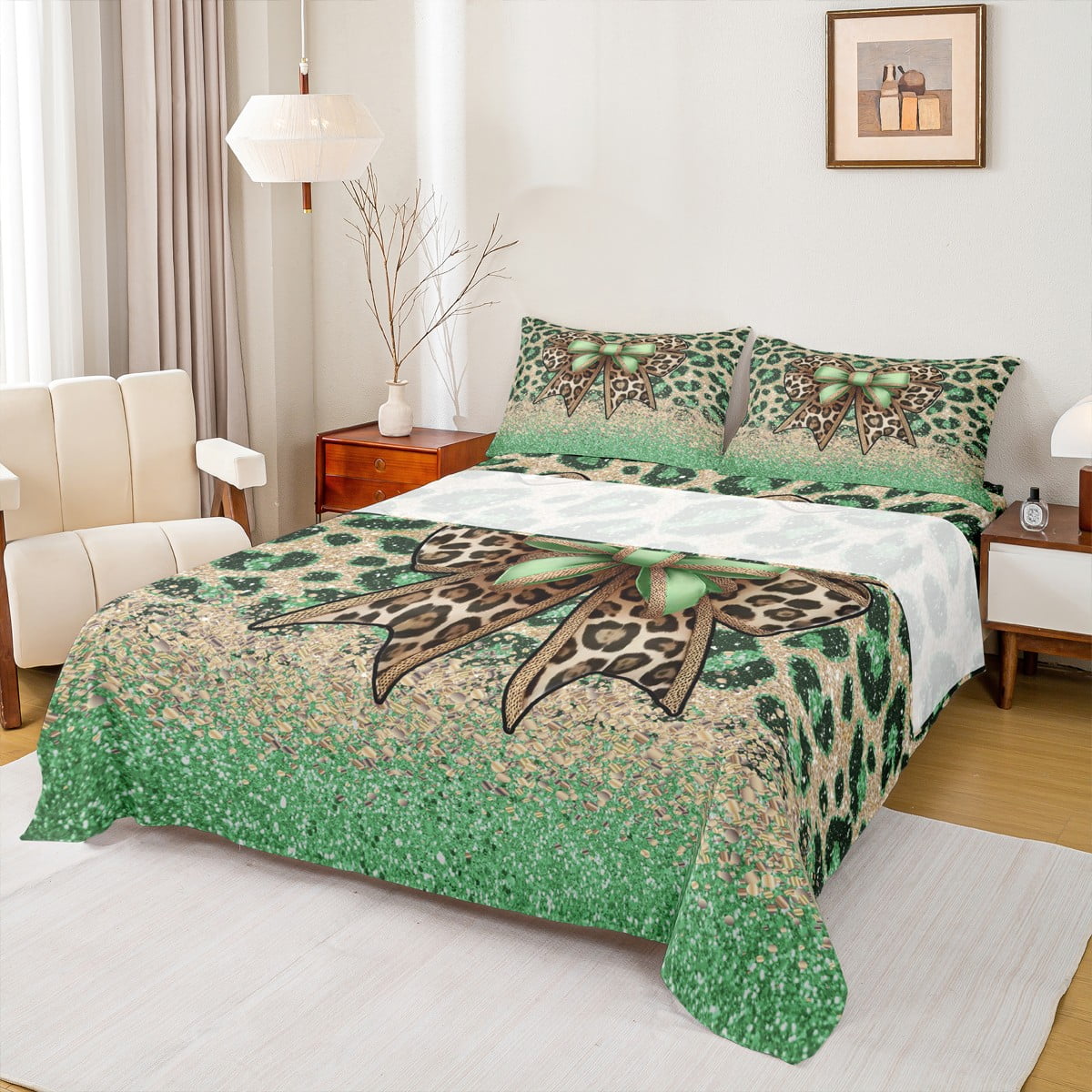 Manfei Wildlife Cheetah Hide Bed Sheets,Cartoon Bow Knot King Sheets ...
