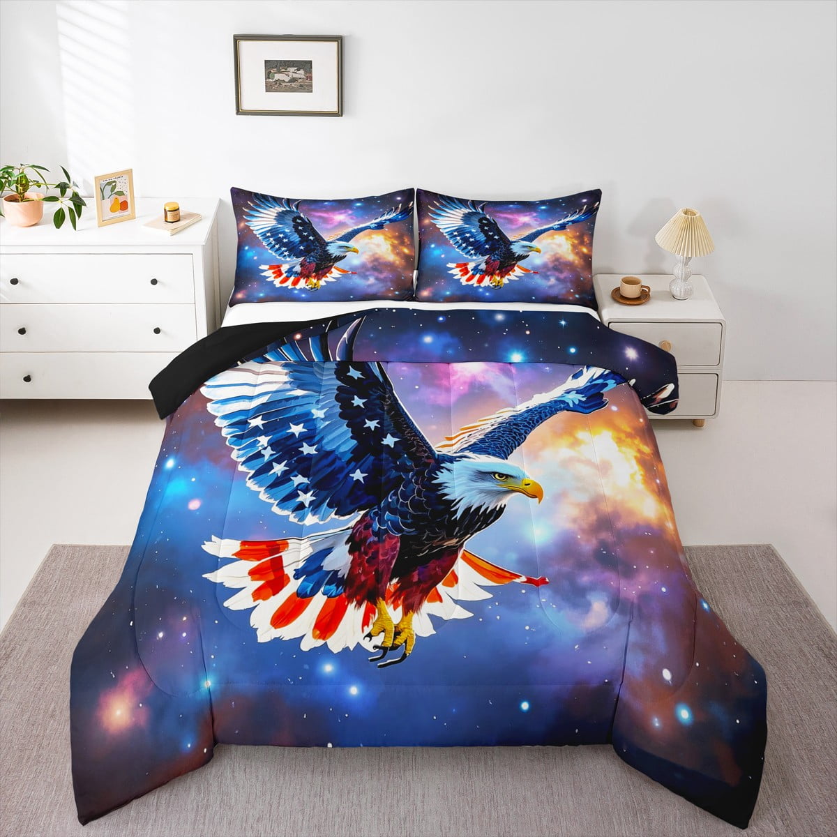 Manfei Wildlife Eagle 3-Piece Full Size Comforter Sets,Galaxy Universe ...