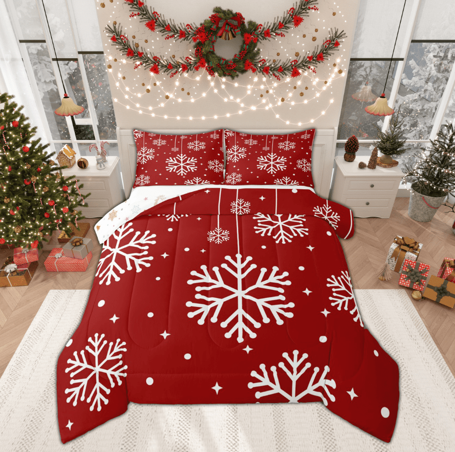 Manfei Winter Snowflake Print Bedding Comforter Set for Kids, Western ...