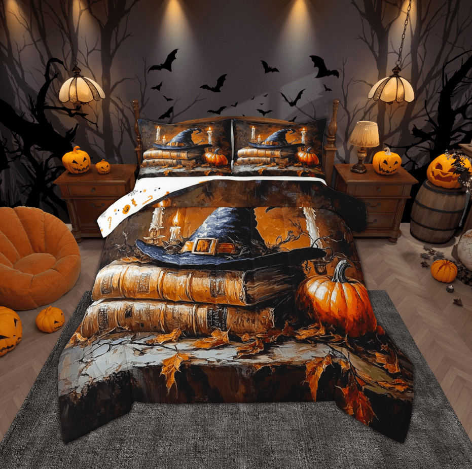Manfei Witch Hat Child Full Size Comforter Sets, Happy Halloween ...