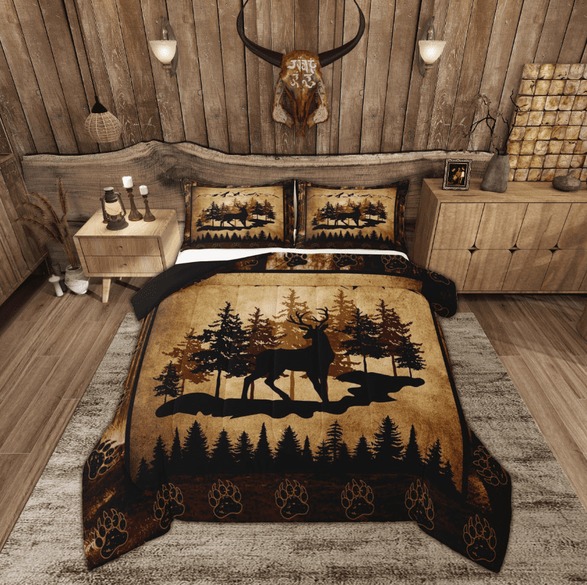 Manfei Wolf Print Bedding Sets Full with Comforter, Jungle Wildlife ...