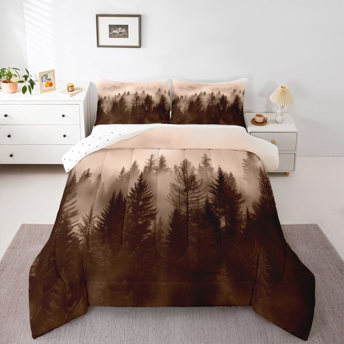 Manfei Woodland Jungle Plants 3-Piece Full Size Comforter Sets for ...