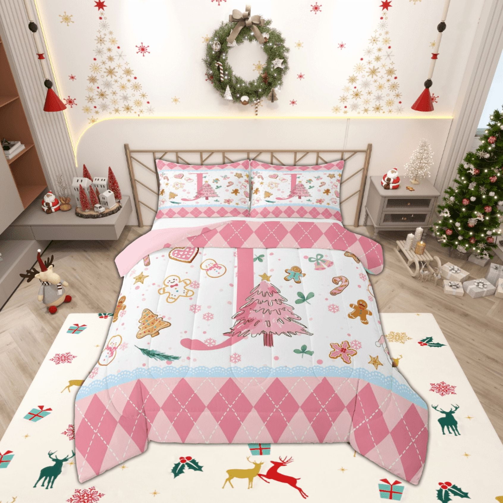 Manfei Xmas Dessert Cookie King Size Comforter Sets,Merry Xmas Bedding ...