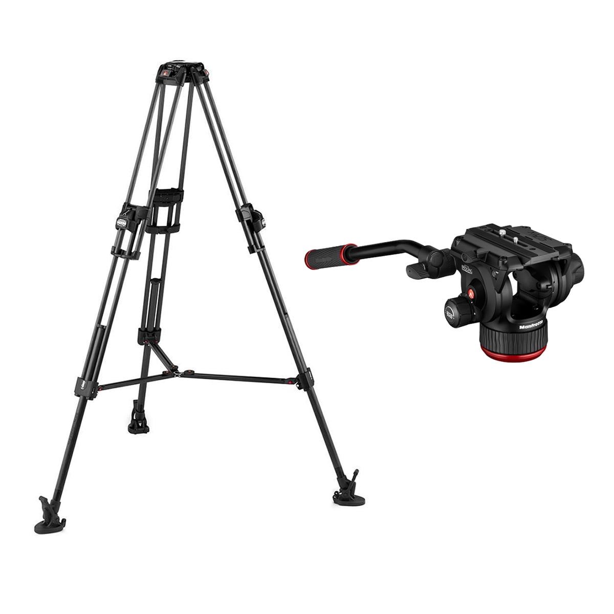 Manfrotto 645 Fast Twin Leg 3-Sections Carbon Fiber Tripod with Mid-Level Spreader, Bundle with ...