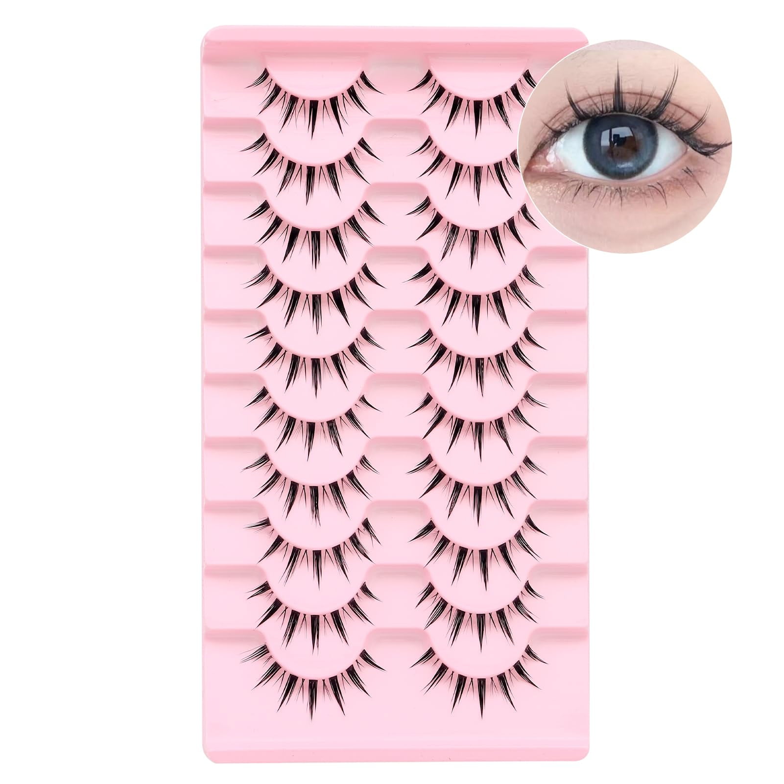 Manga Anime Lashes 10 Pairs Clear Invisible Band False Fake Eyelashes ...