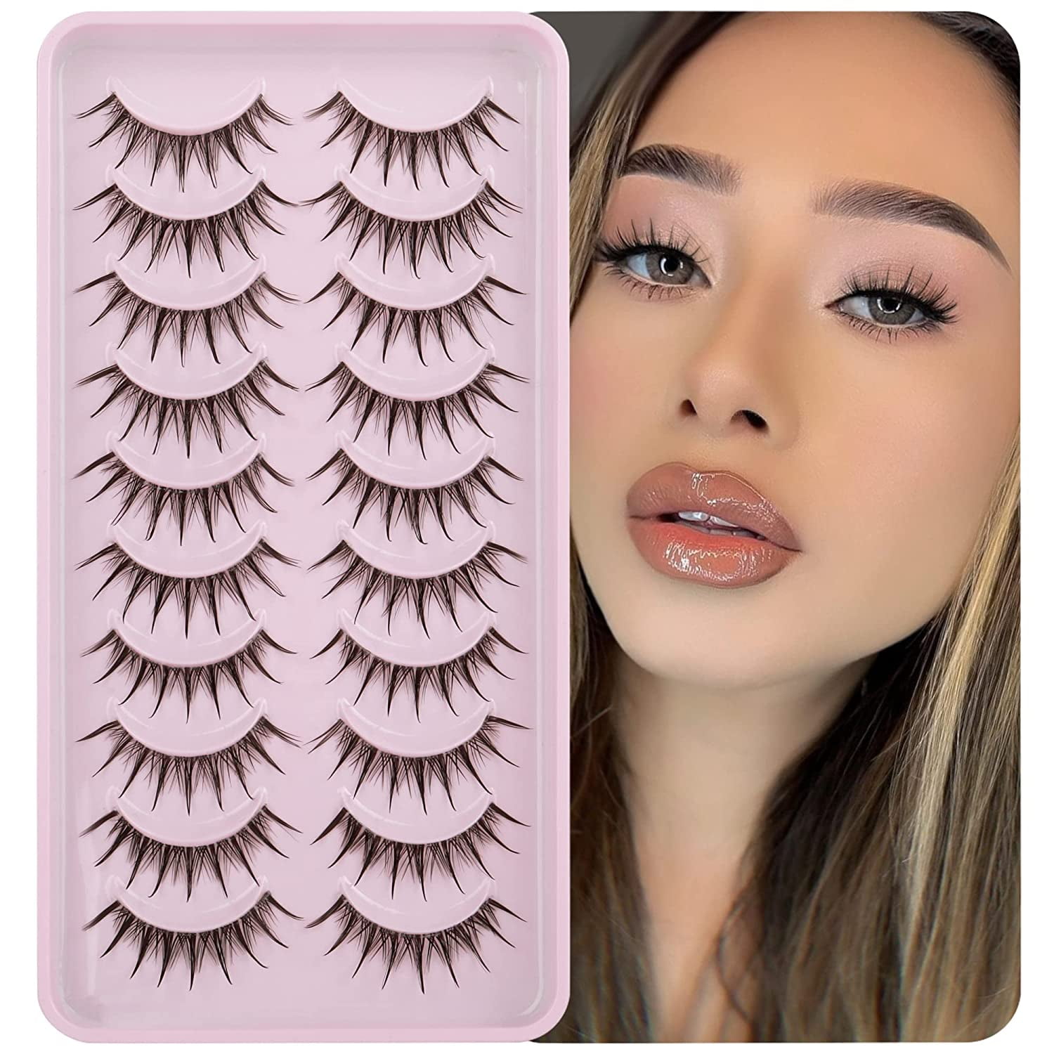 Manga Lashes Natural Look Wispy False Eyelashes Anime Spiky Eyelashes ...
