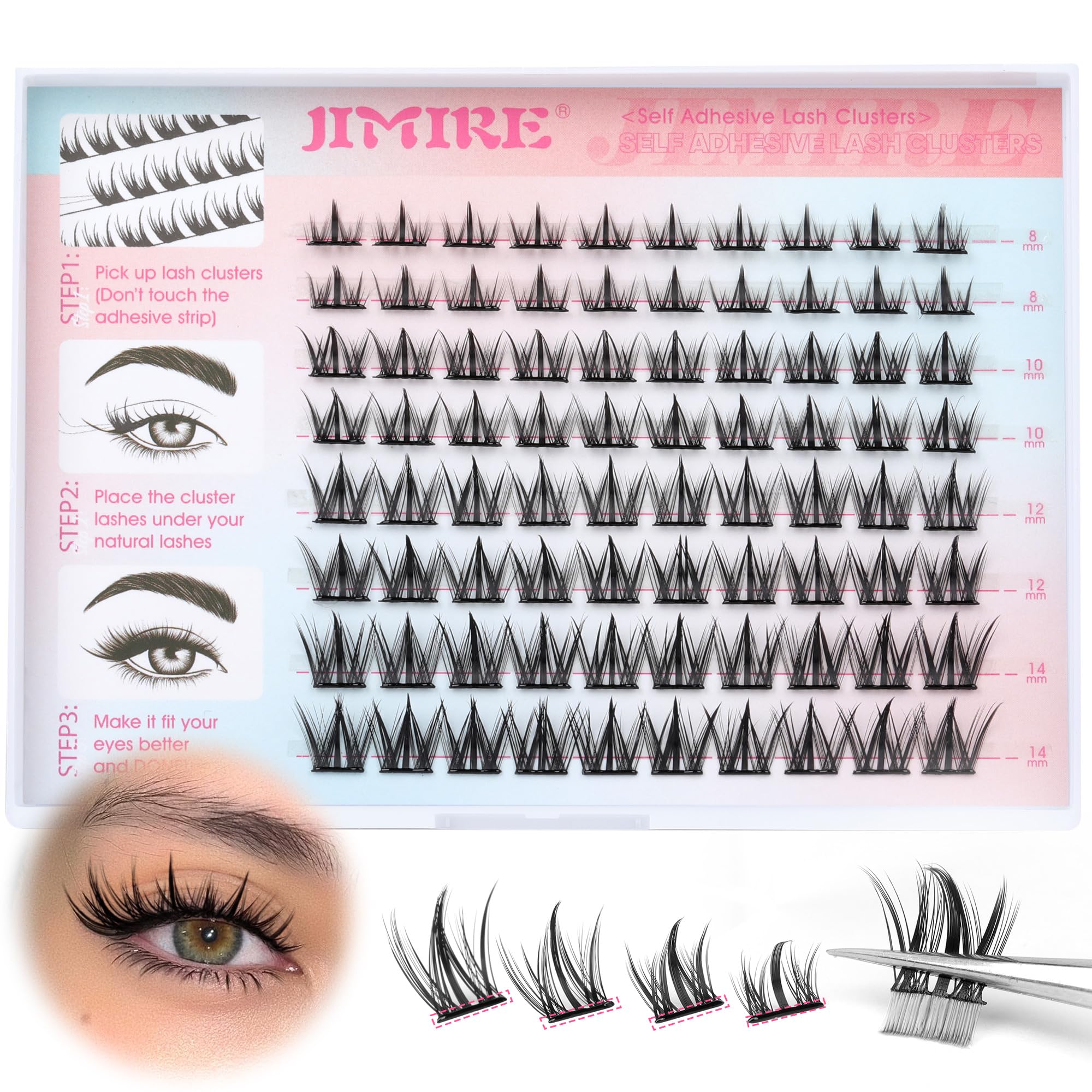 Manga Self Adhesive Eyelashes SSF20 Natural Look 8-14MM Wispy Pre Glued ...