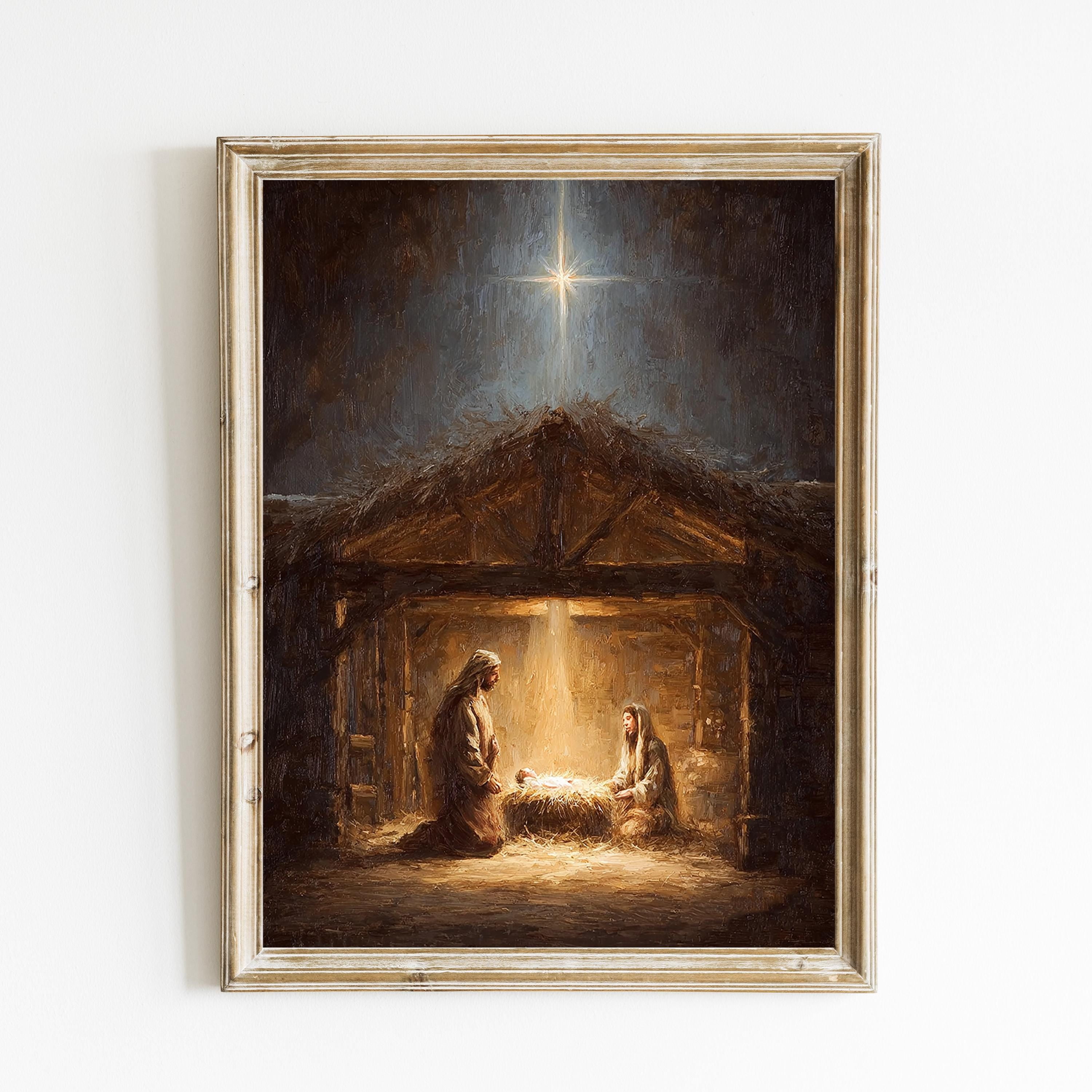 Manger Print Poster Manger Home Decor Poster Nativity Wall Art Poster ...