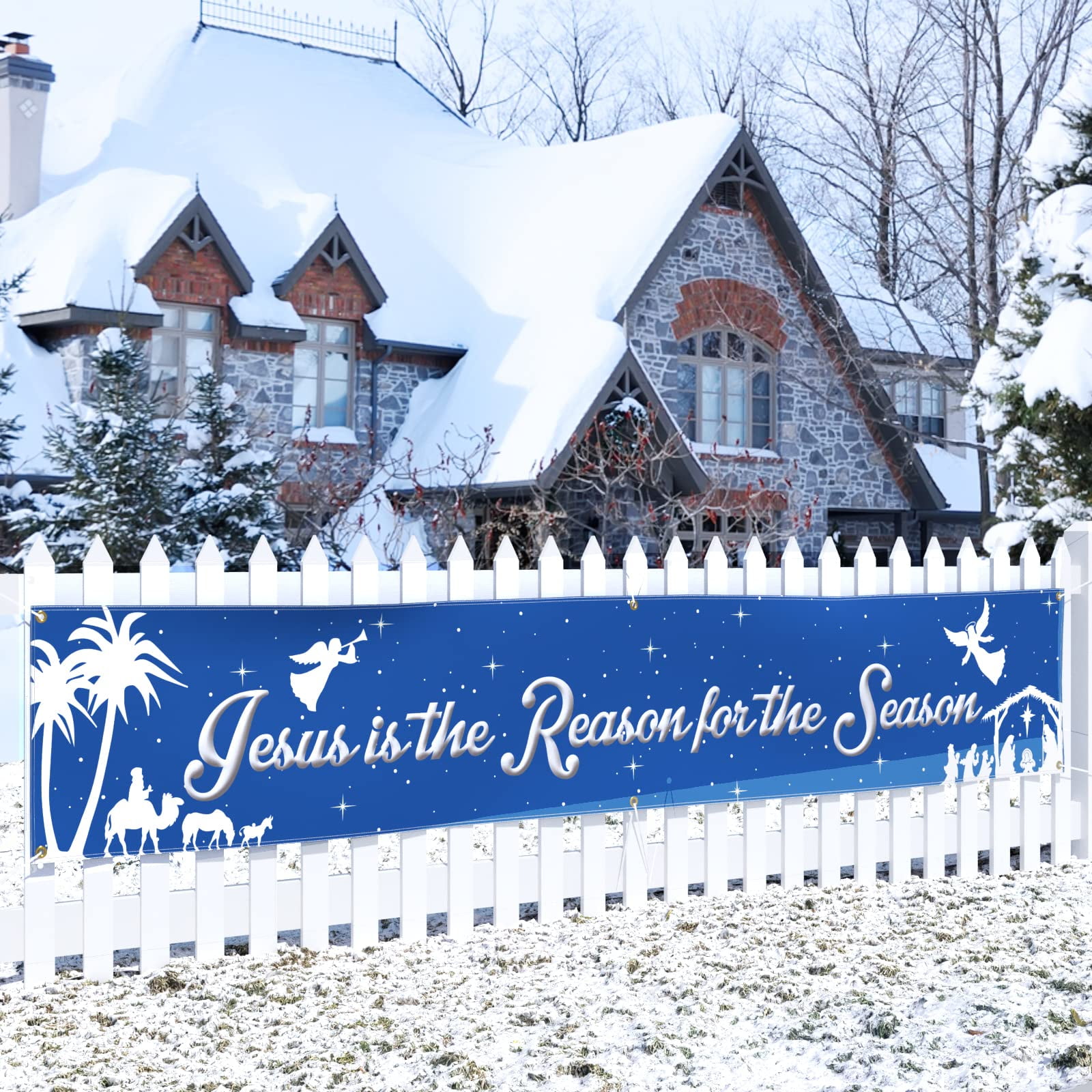 Manger Scene Religious Christmas Banner Jesus Christianity Banners ...