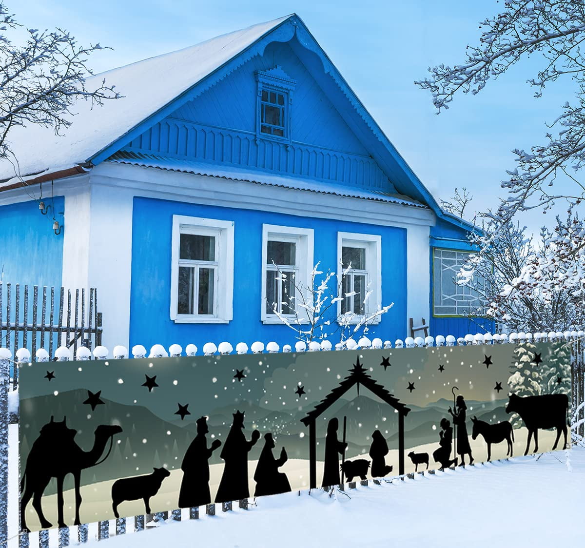 Manger Scene Religious Christmas Banner Jesus Christianity Banners ...