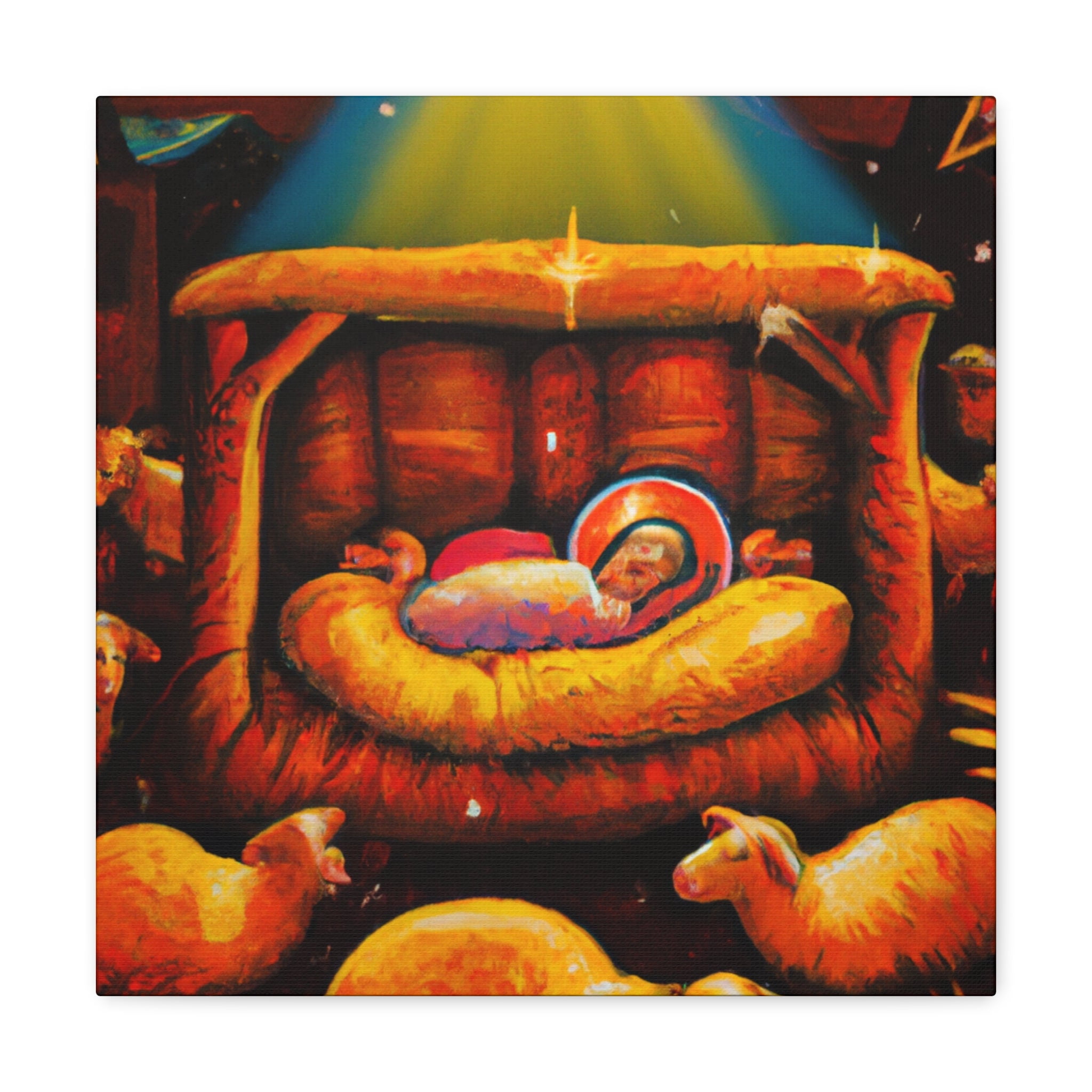 Manger in Moonlight Scene - Canvas - Walmart.com