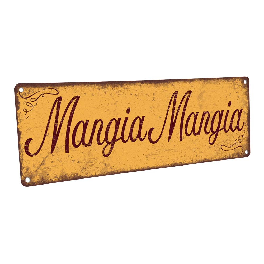 Mangia Mangia 4"x12" Metal Sign, Wall Décor for Kitchen and Dining ...
