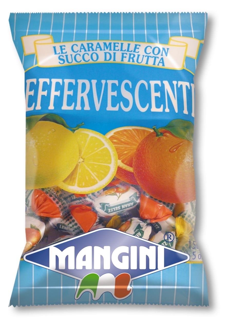 Mangini, Italian Fruit Filled Fizzy Candy (Effervescenti) 150g bag (5 ...