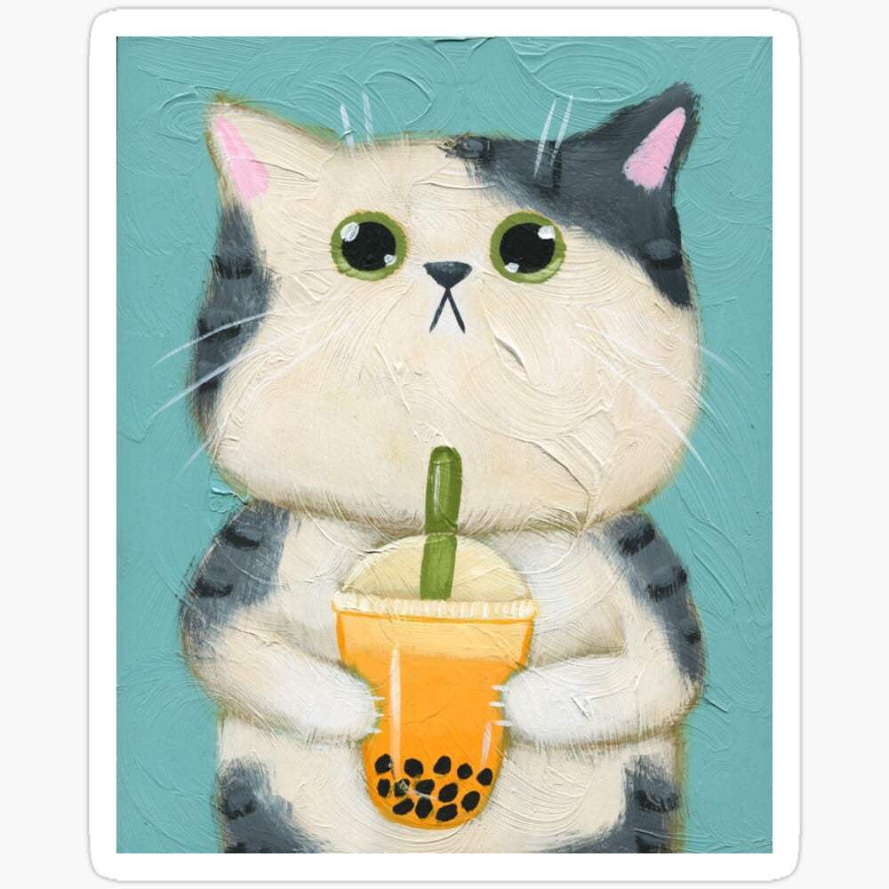 DOPASTICKER Mango Boba Kitty - Phone Stickers, Waterproof Decals Water ...
