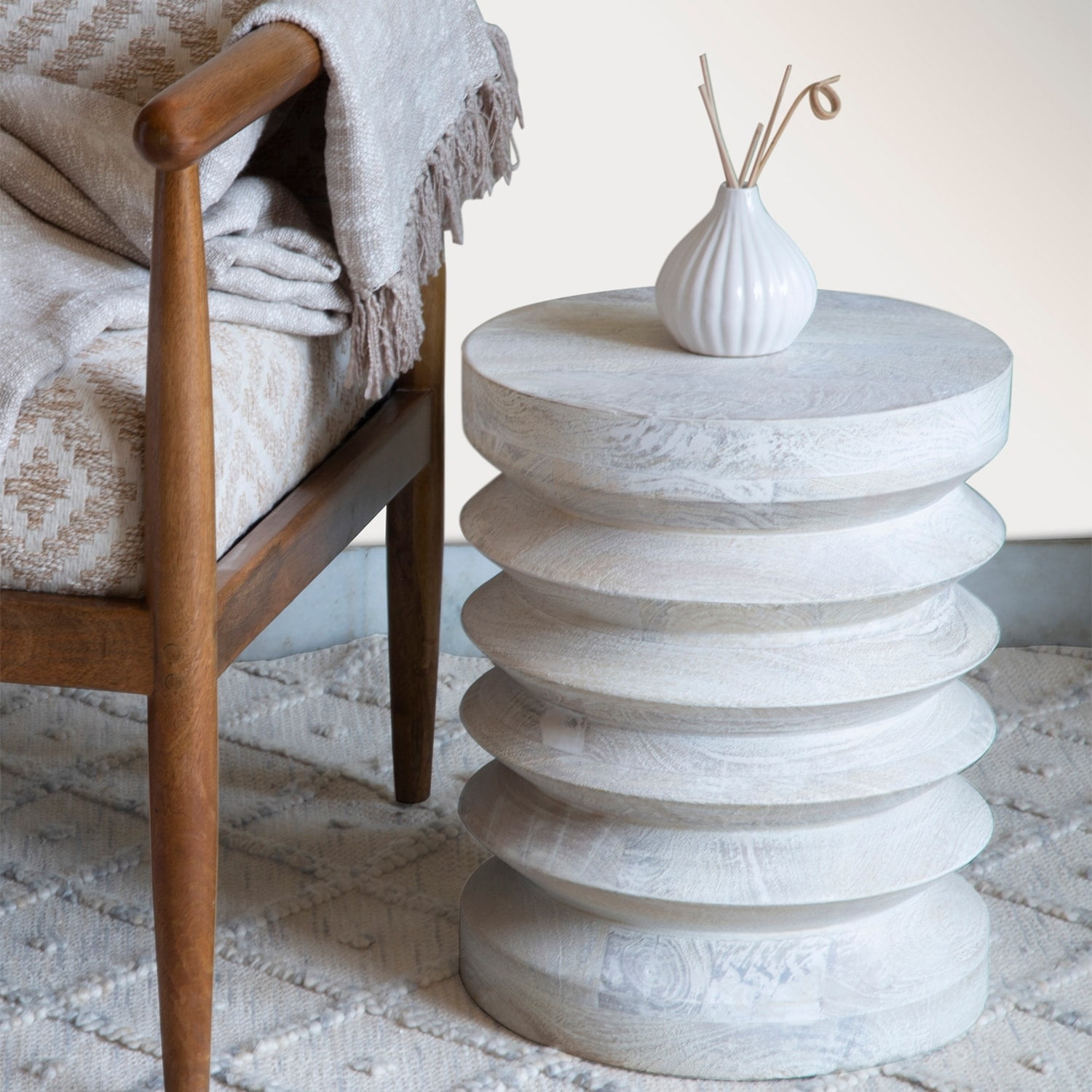 Mango Furniture Co Inc Owen Side Table Whitewash - Walmart.com