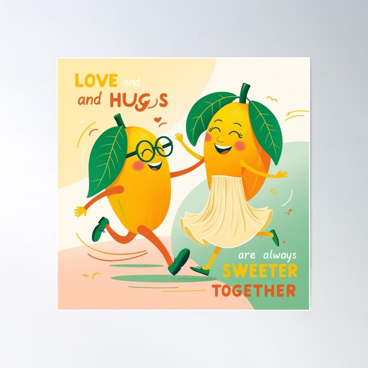 Mango Hug Poster Wall Art, Modern Wall Decor For Living Room Bedroom ...