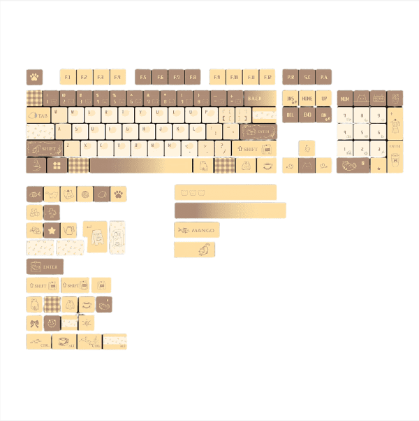 Mango Latte Theme Cherry Profile Keycap Set, PBT 5-Side Dye-Sublimation ...