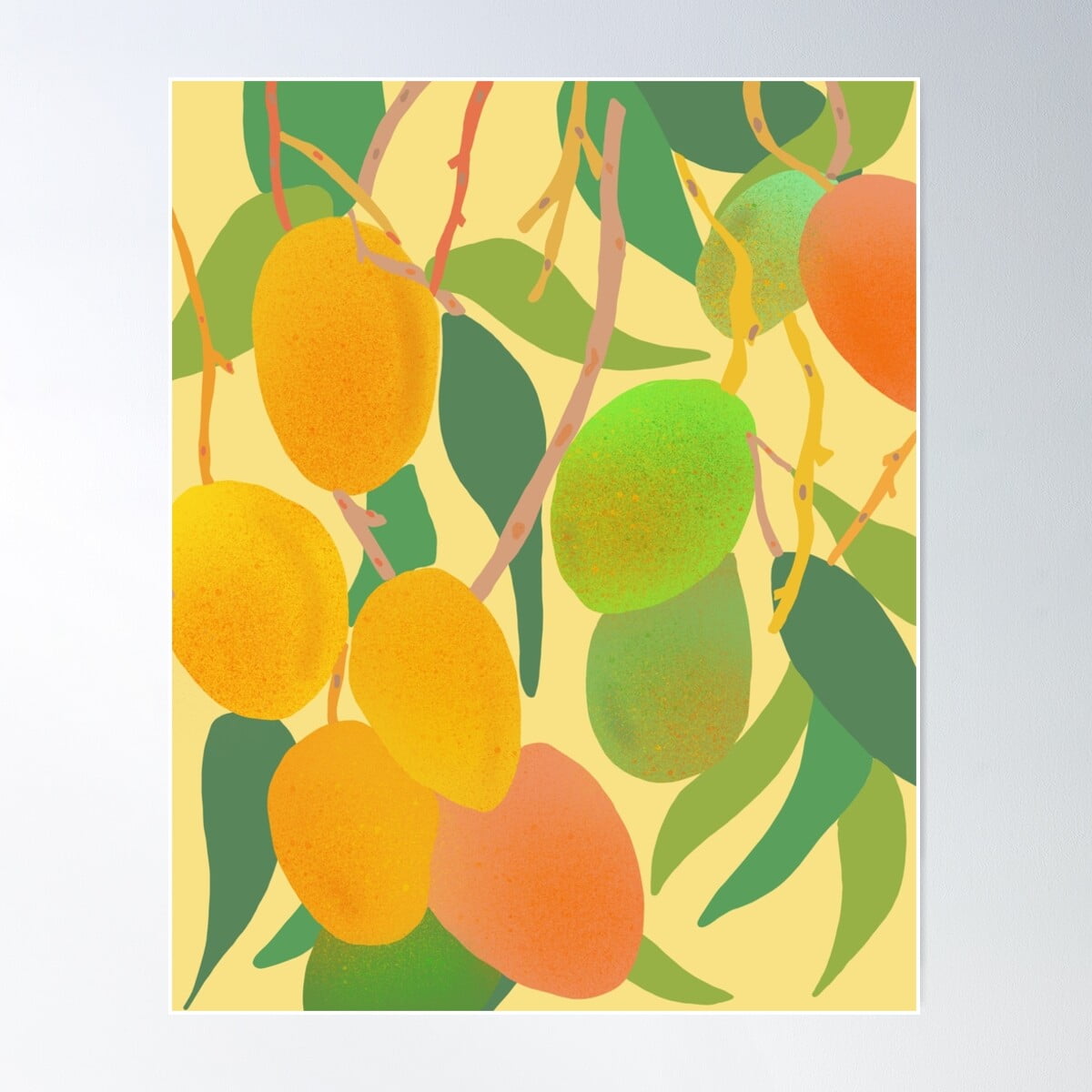 Mango - Mangoes - Tropical Fruit Poster Wall Art, Modern Wall Decor For ...