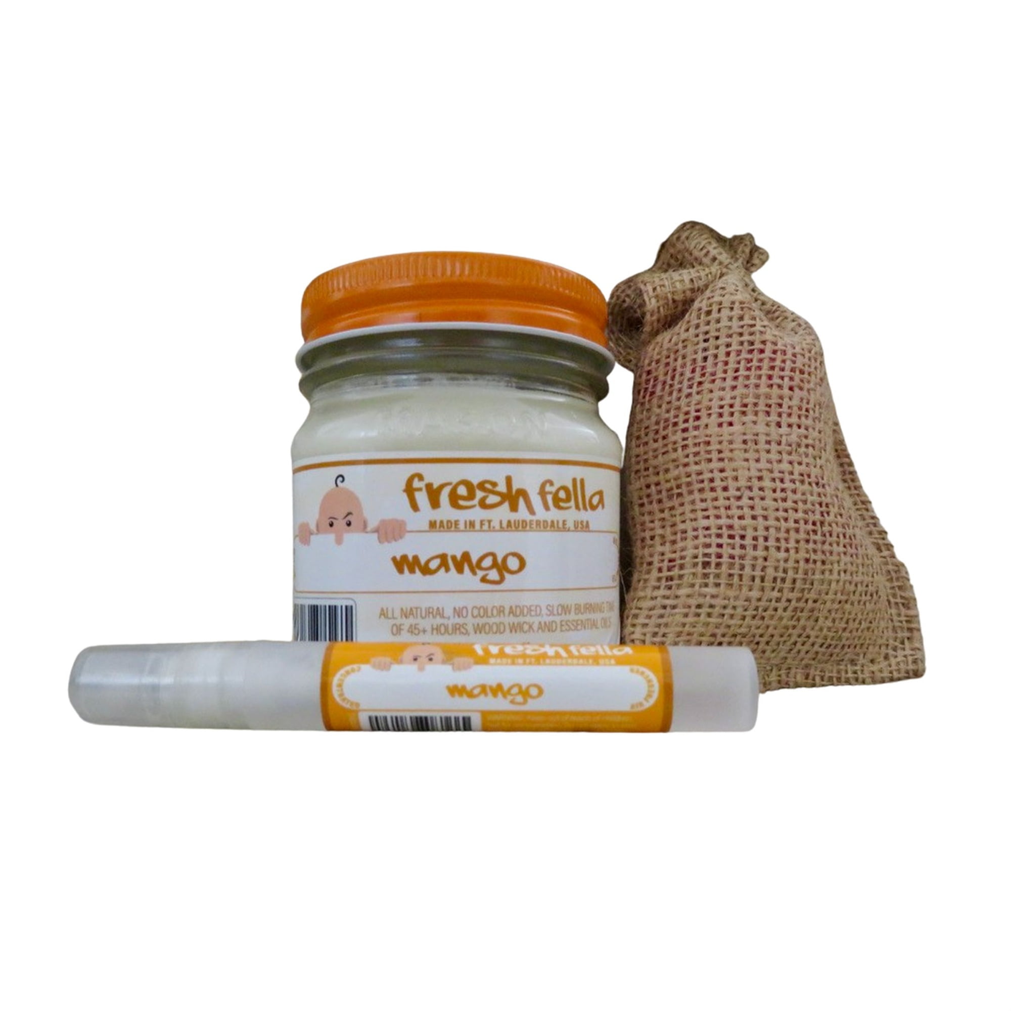 Fresh Fella Mango Odor Eliminator Combo Set Orange Cap in Wood Wick ...