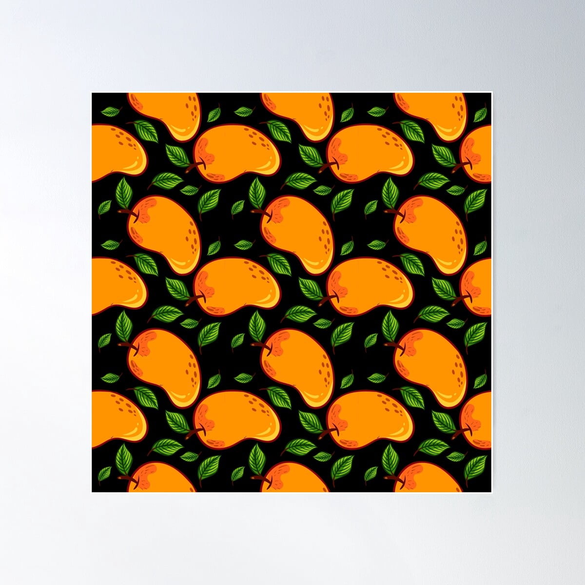 Mango Pattern|Cute Mango Poster Wall Art, Modern Wall Decor For Living ...