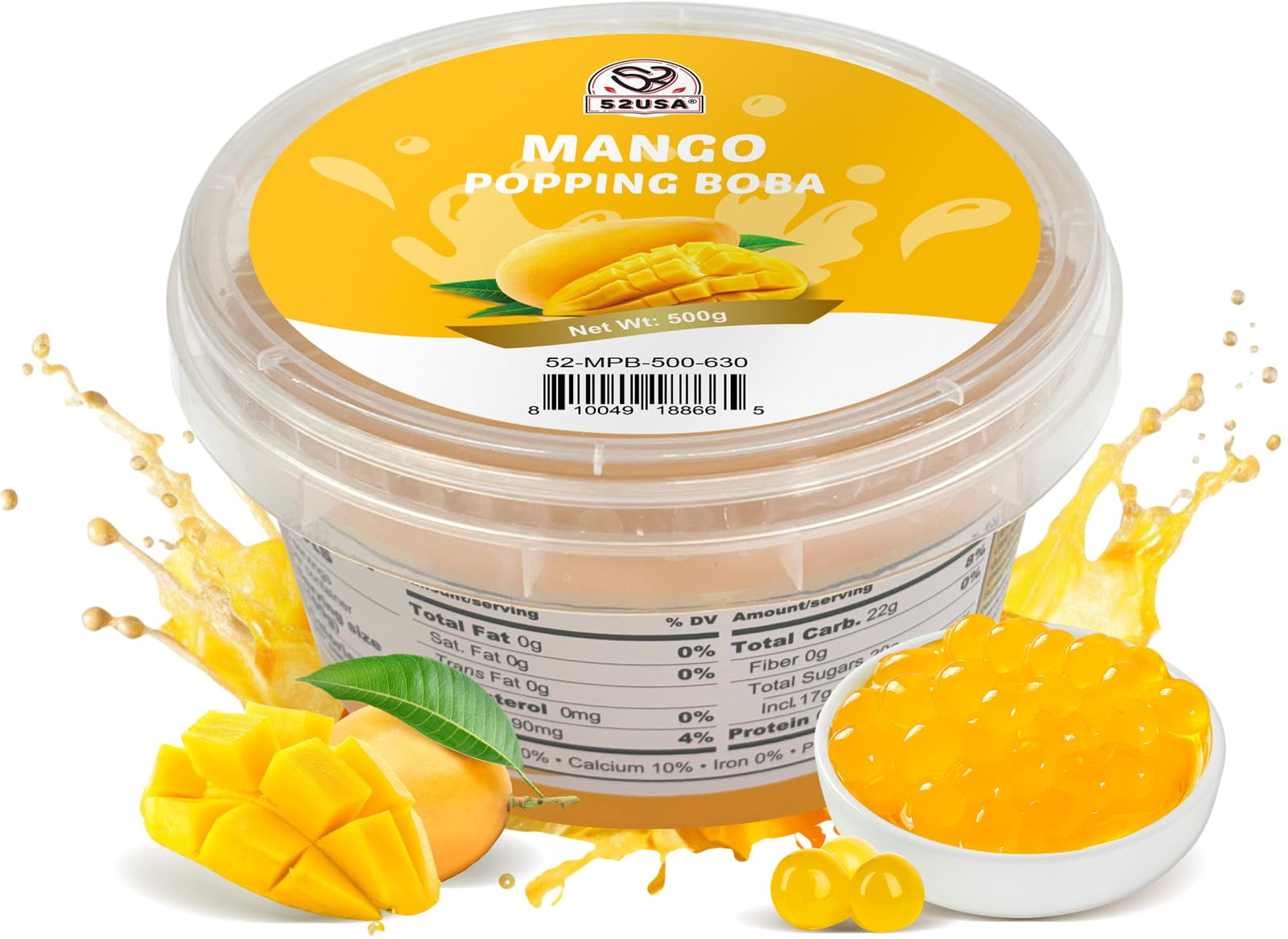 Mango Popping Boba (500G), Popping Pearls For Bubble Tea, Beverages ...