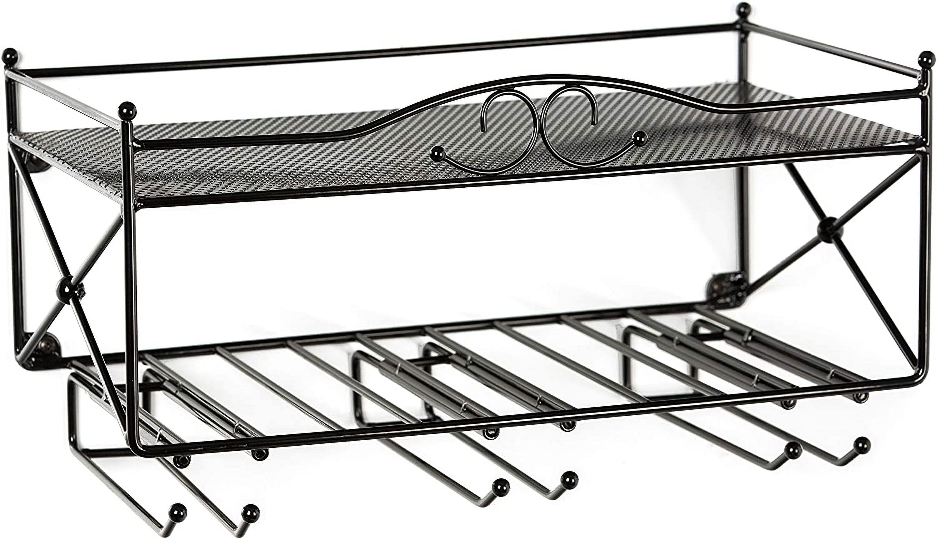 Mango Steam 2 Tier Wall Mounted Wine Rack with Stemware Holder - for ...