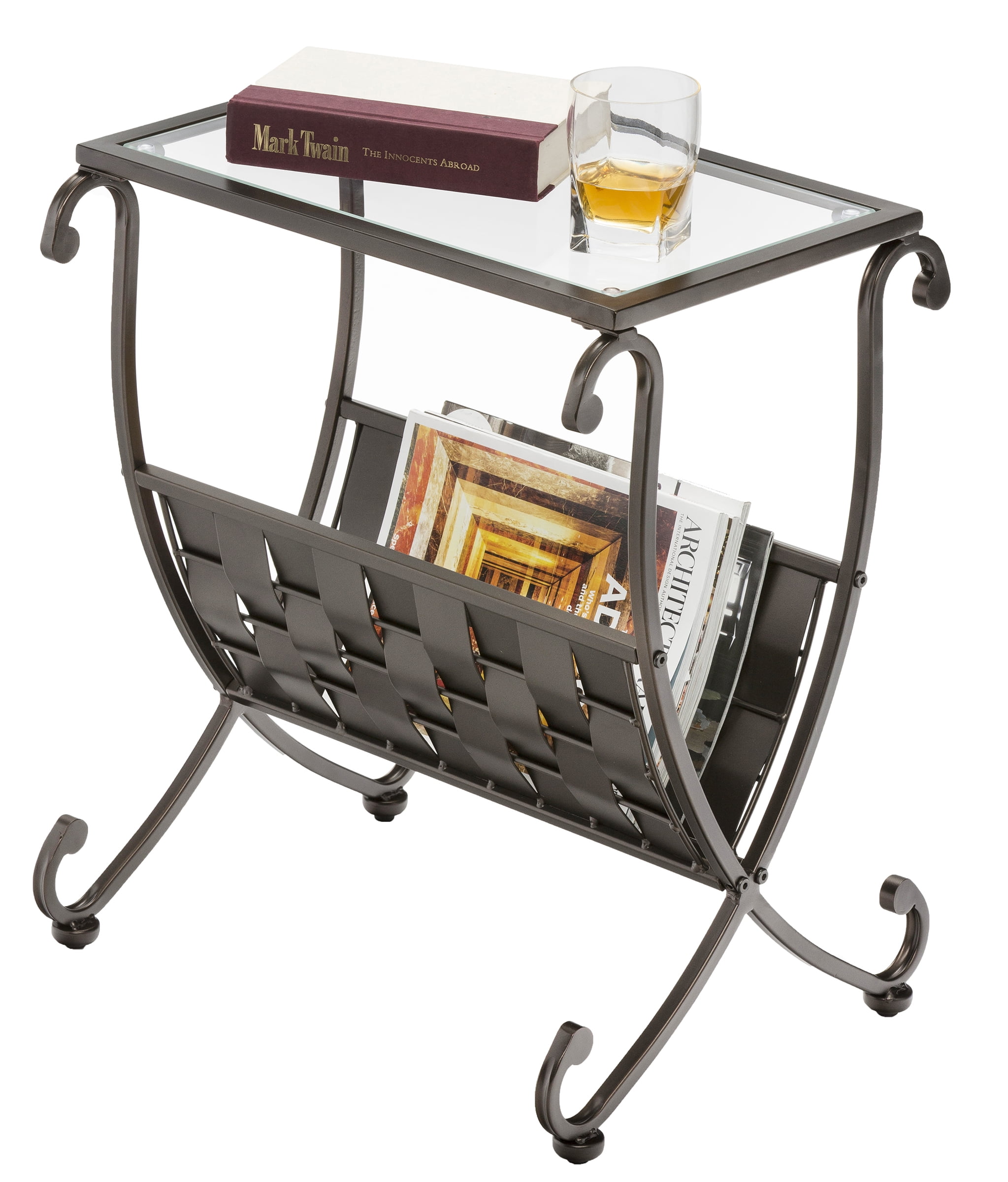 Mango Steam Bronze Metal Melbourne Magazine Rack Side Table for Living ...