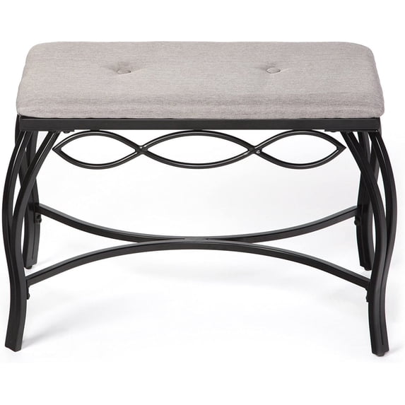 Mango Steam Heather Gray Shoe Bench - Vanity Seat for Makeup Room ...